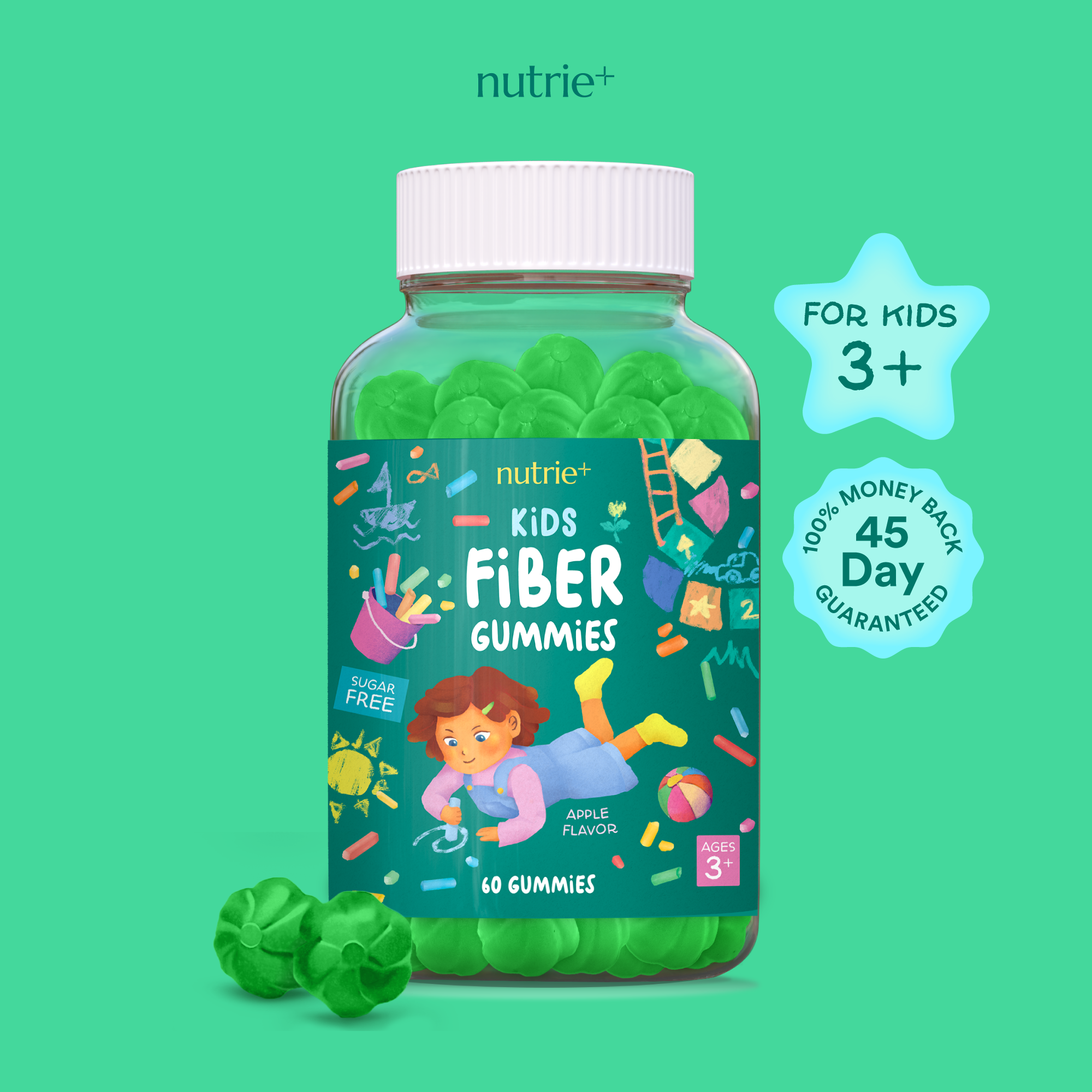 Nutrie Kids Fiber Gummies 60pcs (Children's Detox Support and Digestiv