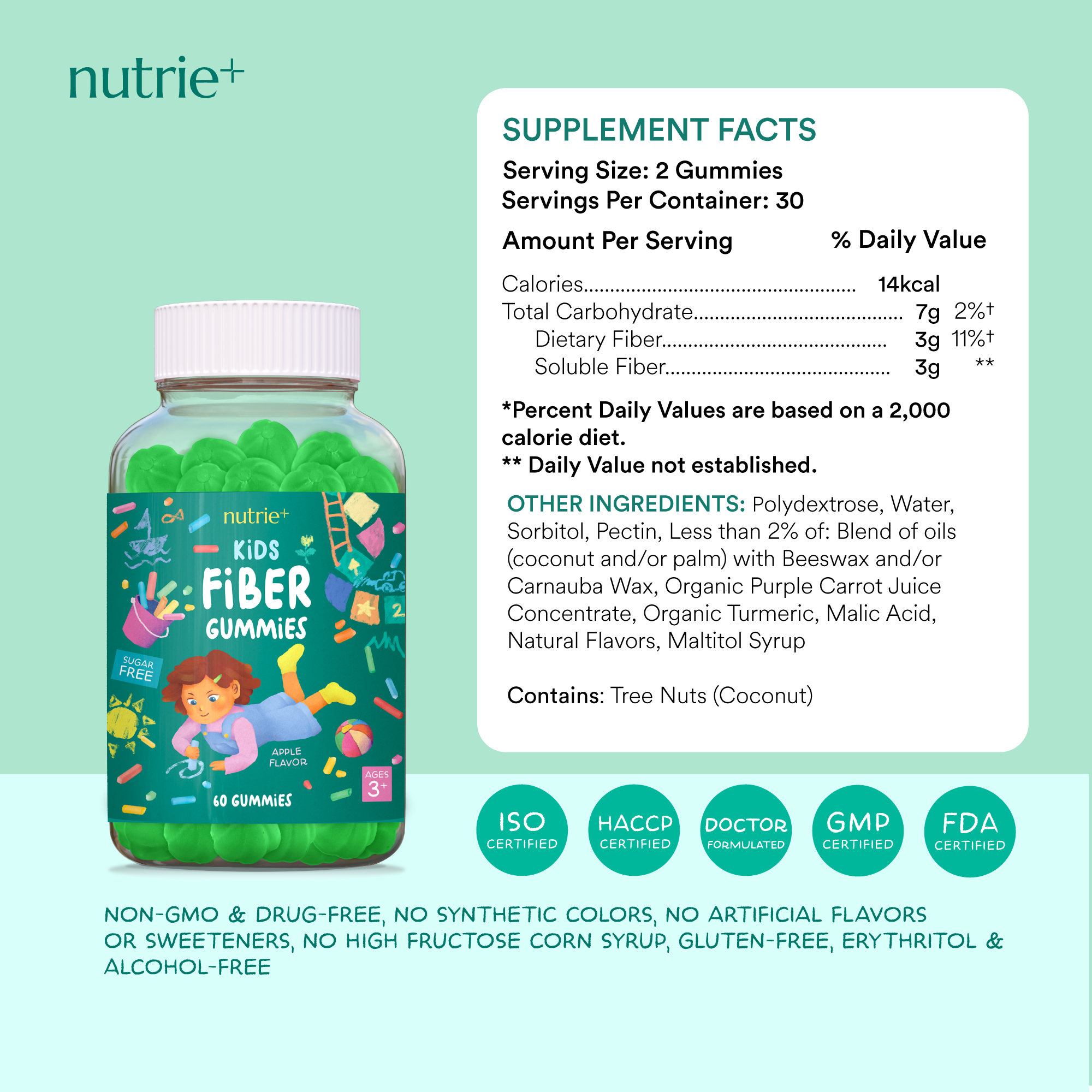 Nutrie Kids Fiber Gummies 60pcs (Children's Detox Support and Digestiv