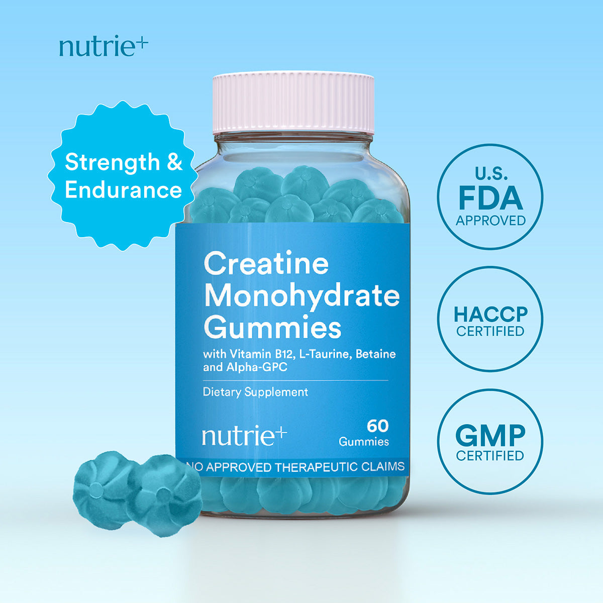 Nutrie Creatine 5g Monohydrate Gummies 60pcs (Muscle Strength Suppleme