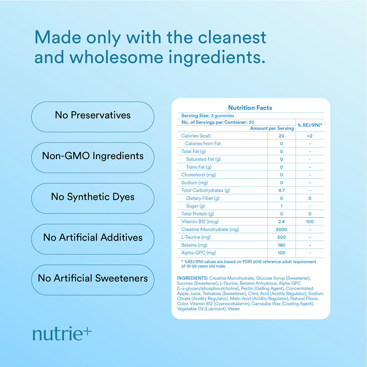 Nutrie Creatine 5g Monohydrate Gummies 60pcs (Muscle Strength Suppleme