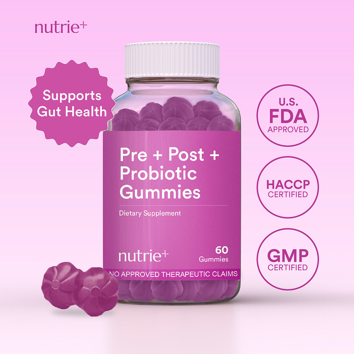 Nutrie Pre+Post+Probiotic Gummies 60pcs (Digestive Health Supplement)