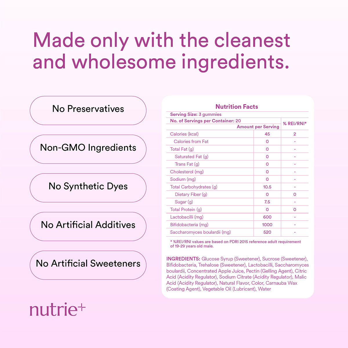 Nutrie Pre+Post+Probiotic Gummies 60pcs (Digestive Health Supplement)